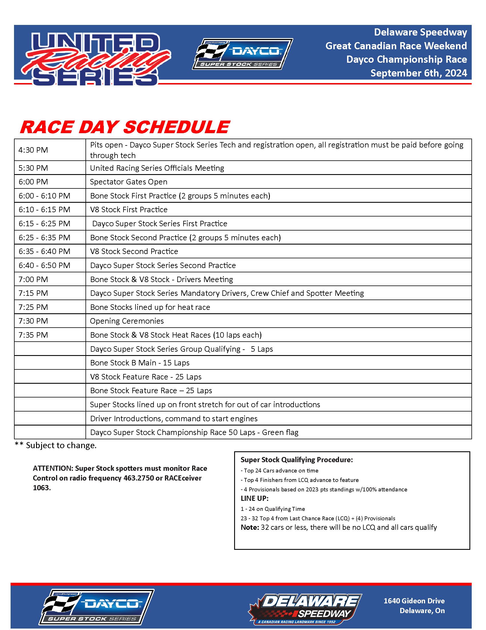 Schedule | APC Racing Series